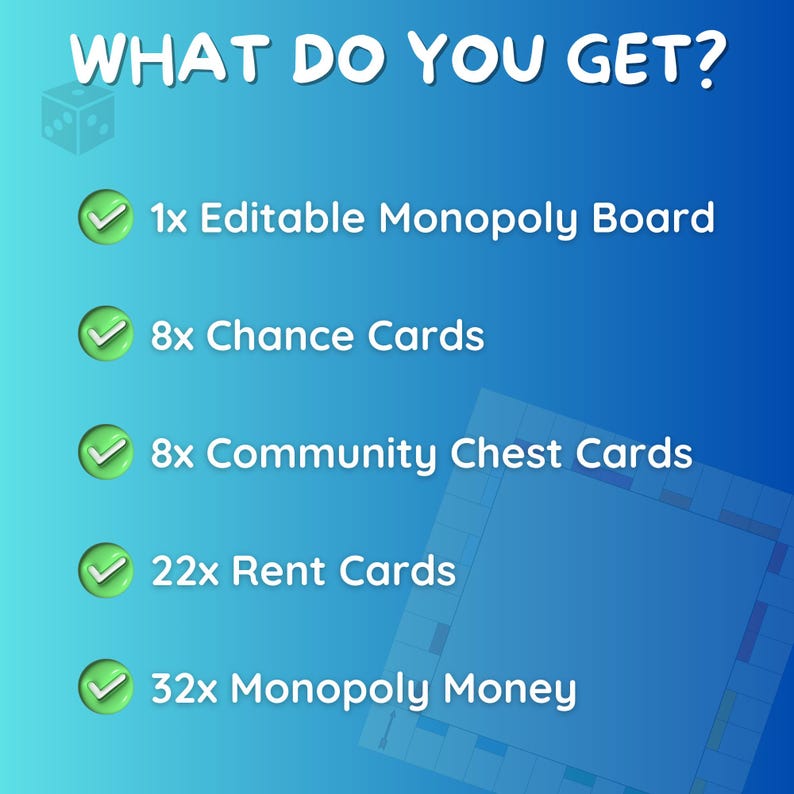 Editable Monopoly Game Board Template, DIY Personalized Family Gift ...