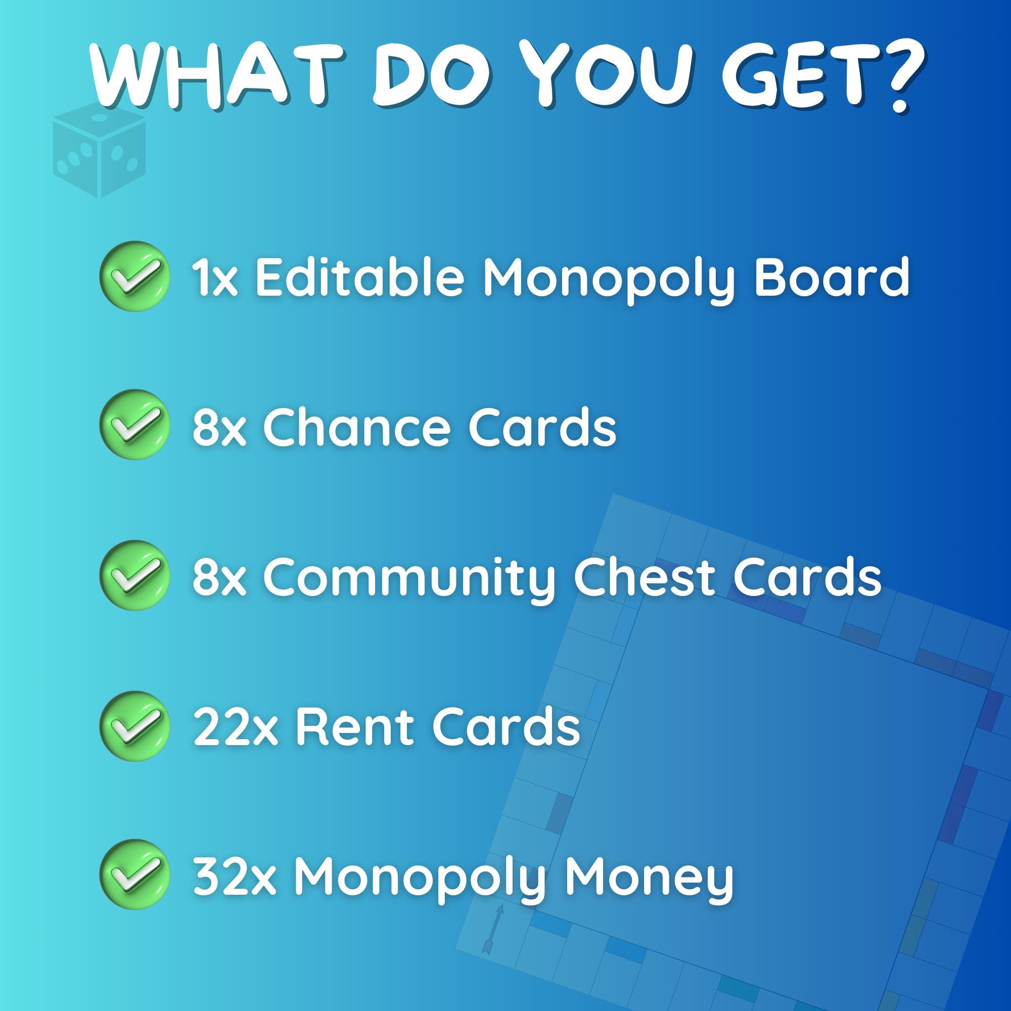 Editable Monopoly Game Board Template, DIY Personalized Family Gift ...