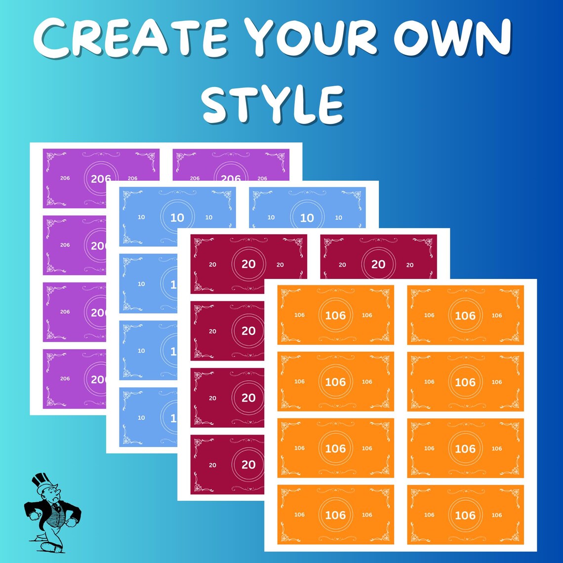 Editable Monopoly Game Board Template, DIY Personalized Family Gift ...