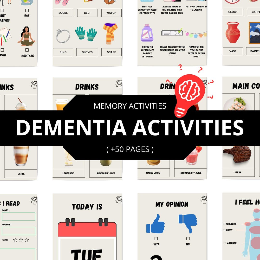 Dementia Activity Book Memoy Recognition Journal Printable Brain Health ...