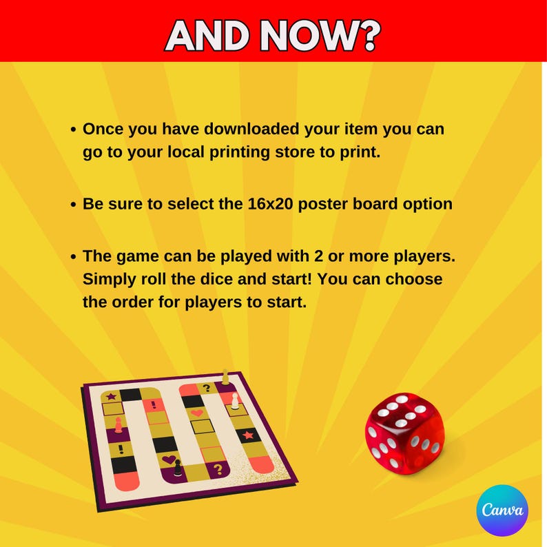 Custom Printable Board Game Template Personalized Game Board DIY Canva ...