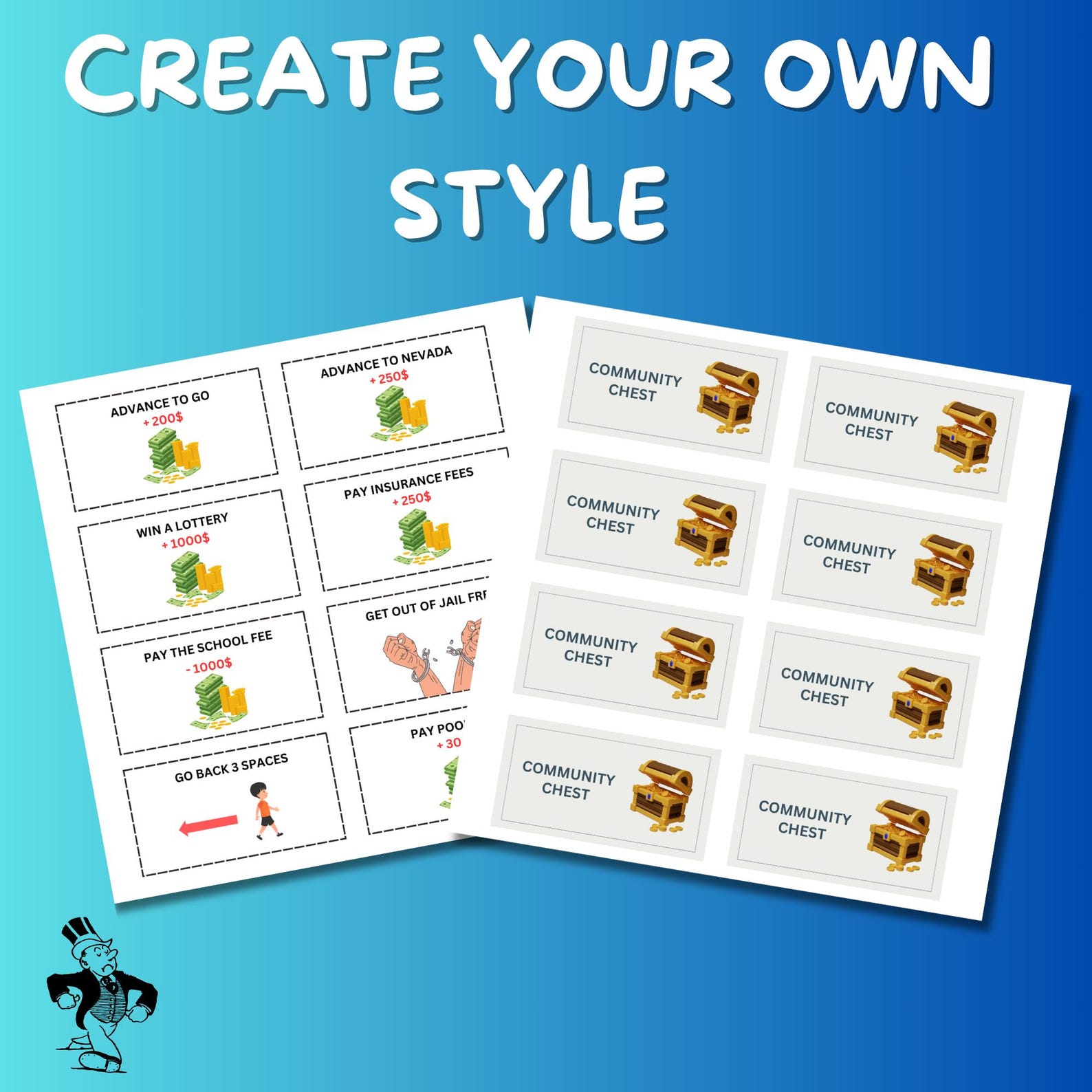 Editable Monopoly Template Canva Gameboard DIY Game Personalized ...