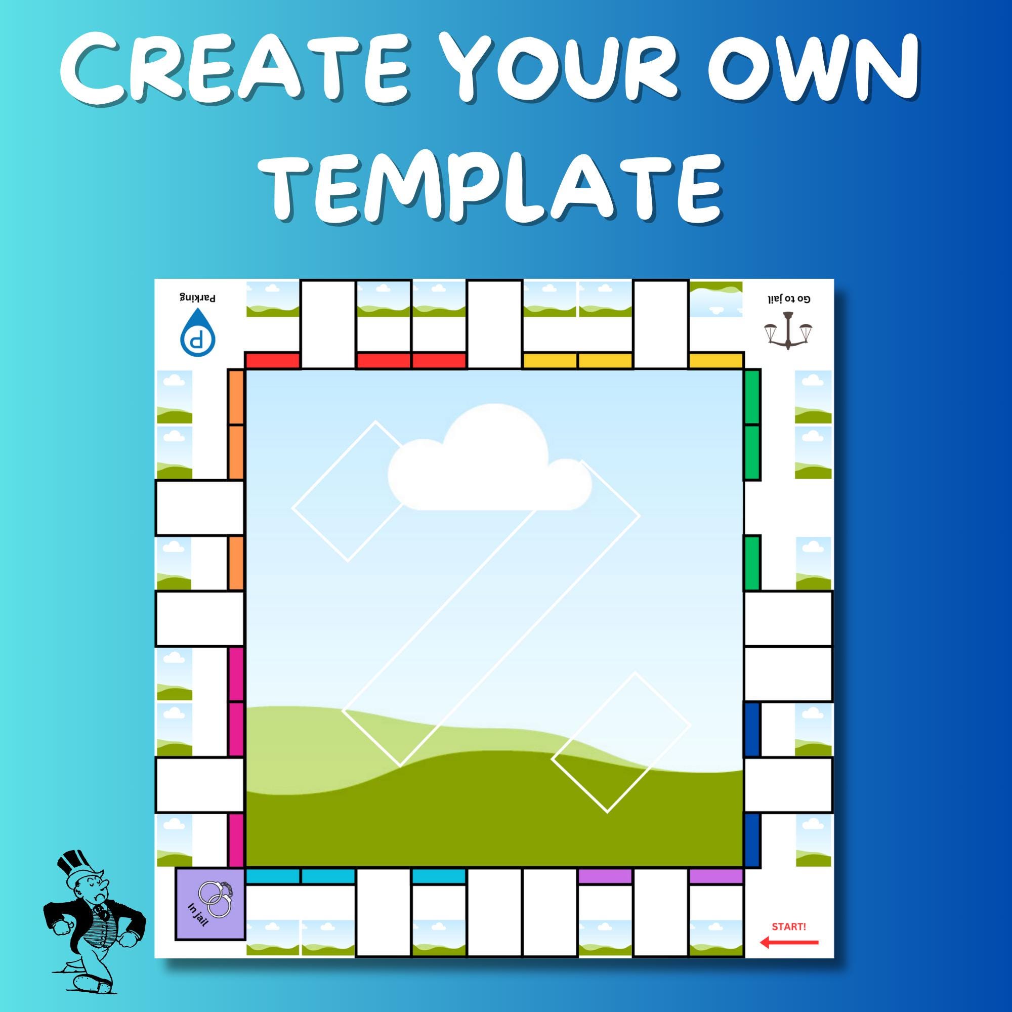 Editable Monopoly Template Canva Gameboard DIY Game Personalized ...
