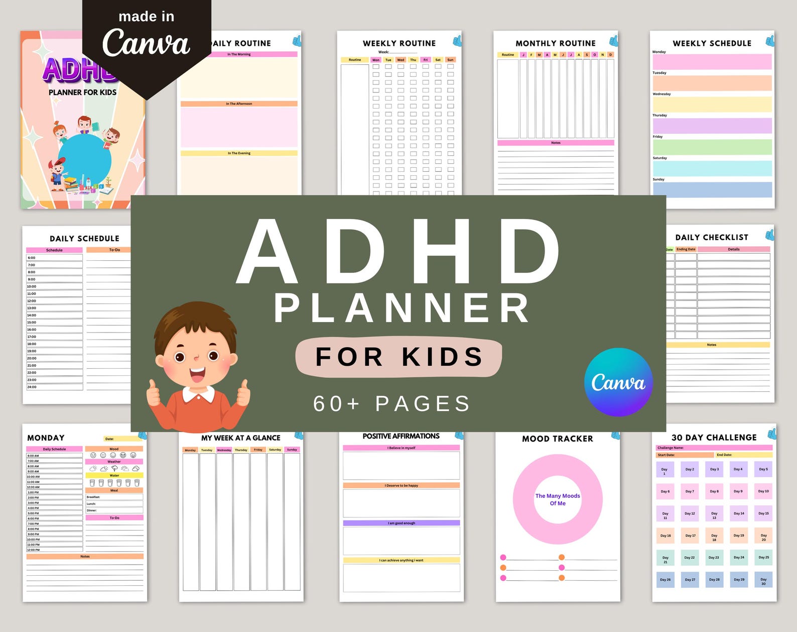 ADHD Kids Planner, ADHD Digital Planner, Adhd Planner Digital ...