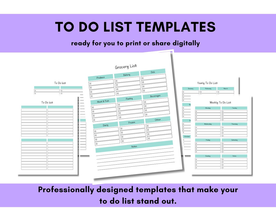 Printable To-do List Templates, Daily Task Planner (digital Download ...
