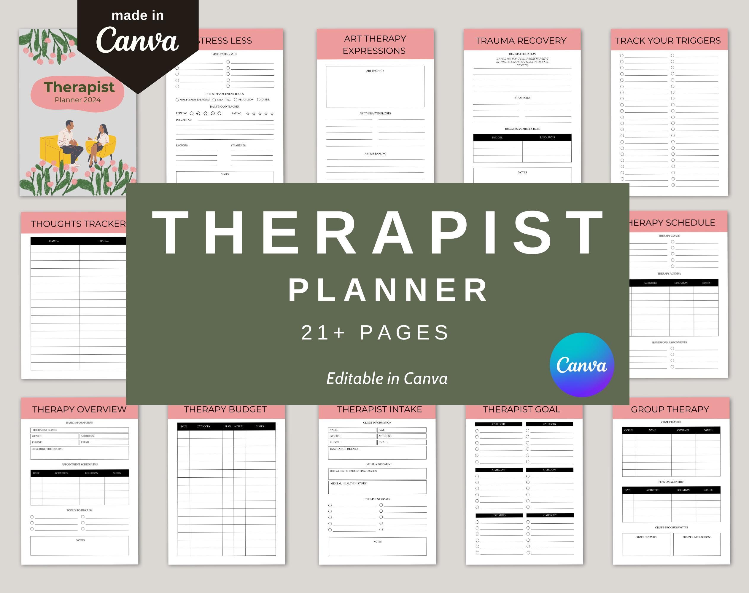 Therapist Planner, Therapy Planner, Therapy Notes, Physical Therapy ...