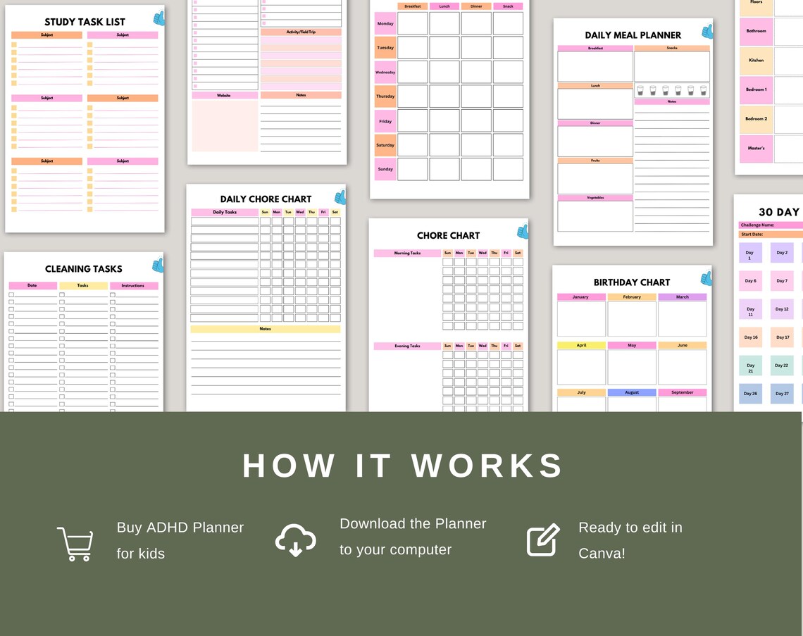 ADHD Kids Planner, ADHD Digital Planner, Adhd Planner Digital ...
