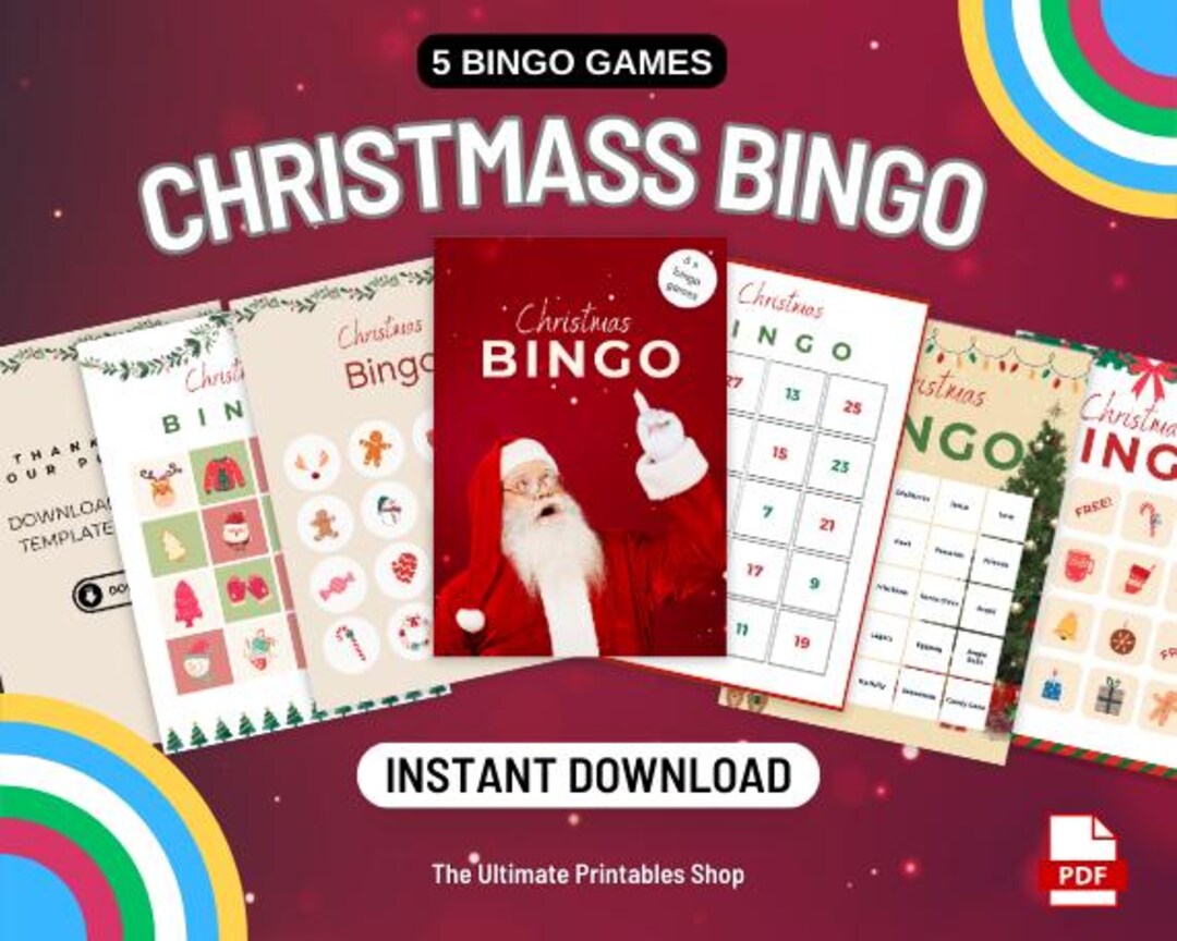 Bingo de Noël, Bingo de Noël à imprimer, Cartes de bingo de Noël à ...