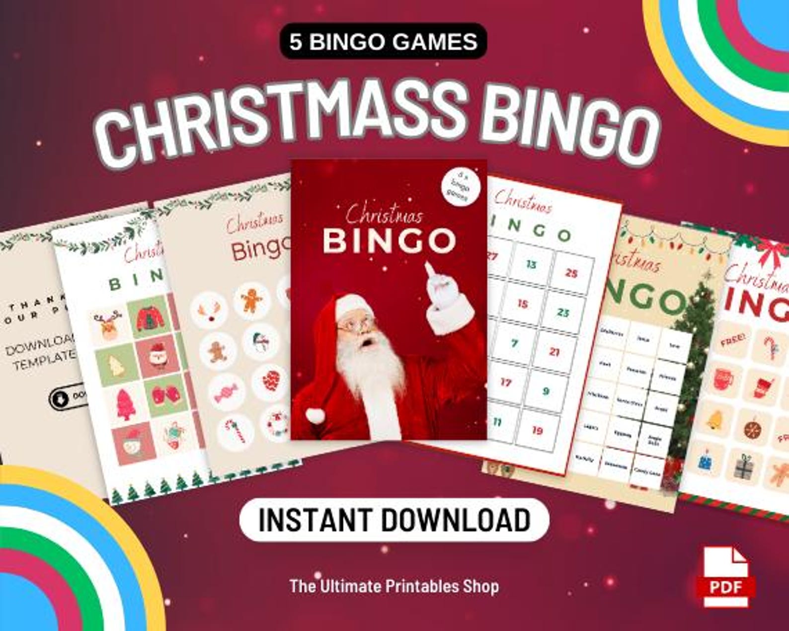Printable Christmas Bingo Game, Holiday Party (PDF) - Etsy