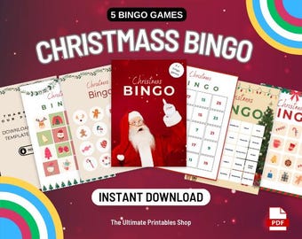 Christmas Bingo, Printable Christmas Bingo, Christmas Bingo Cards ...