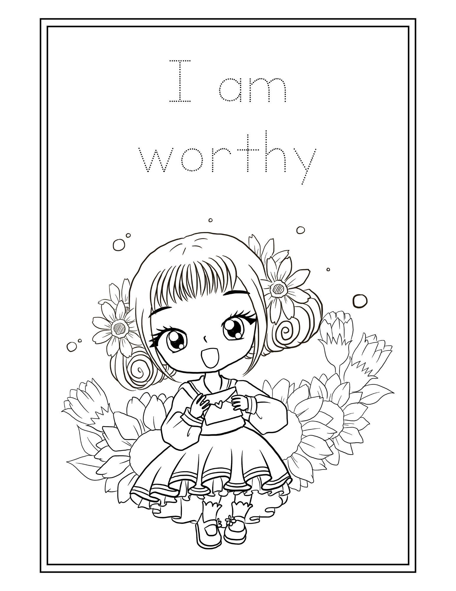 Affirmation Coloring Pages for Girls Power Coloring Pages Printable ...