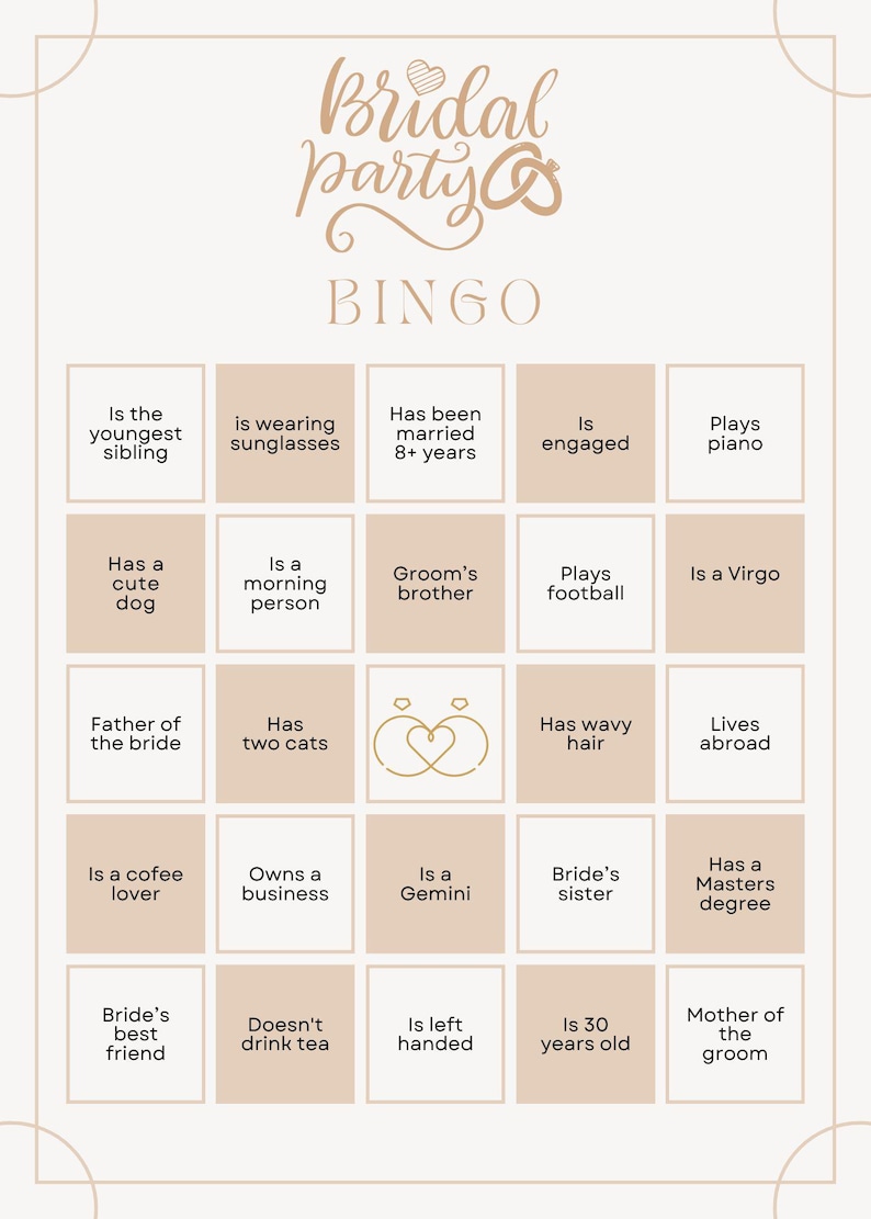 Bridal Shower Bingo Game Ice Breaking Bingo Bridal Shower Game Bridal ...