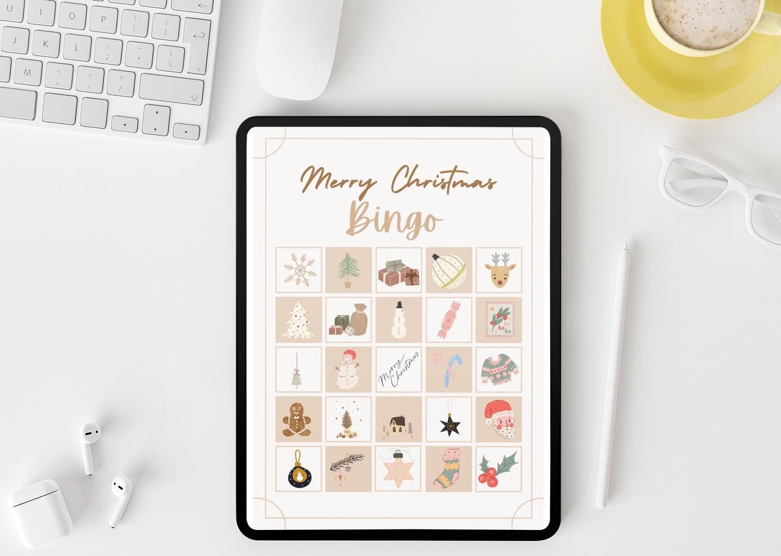 Aesthetic Christmas Bingo Game Family Bingo Game Digital Bingo Card ...