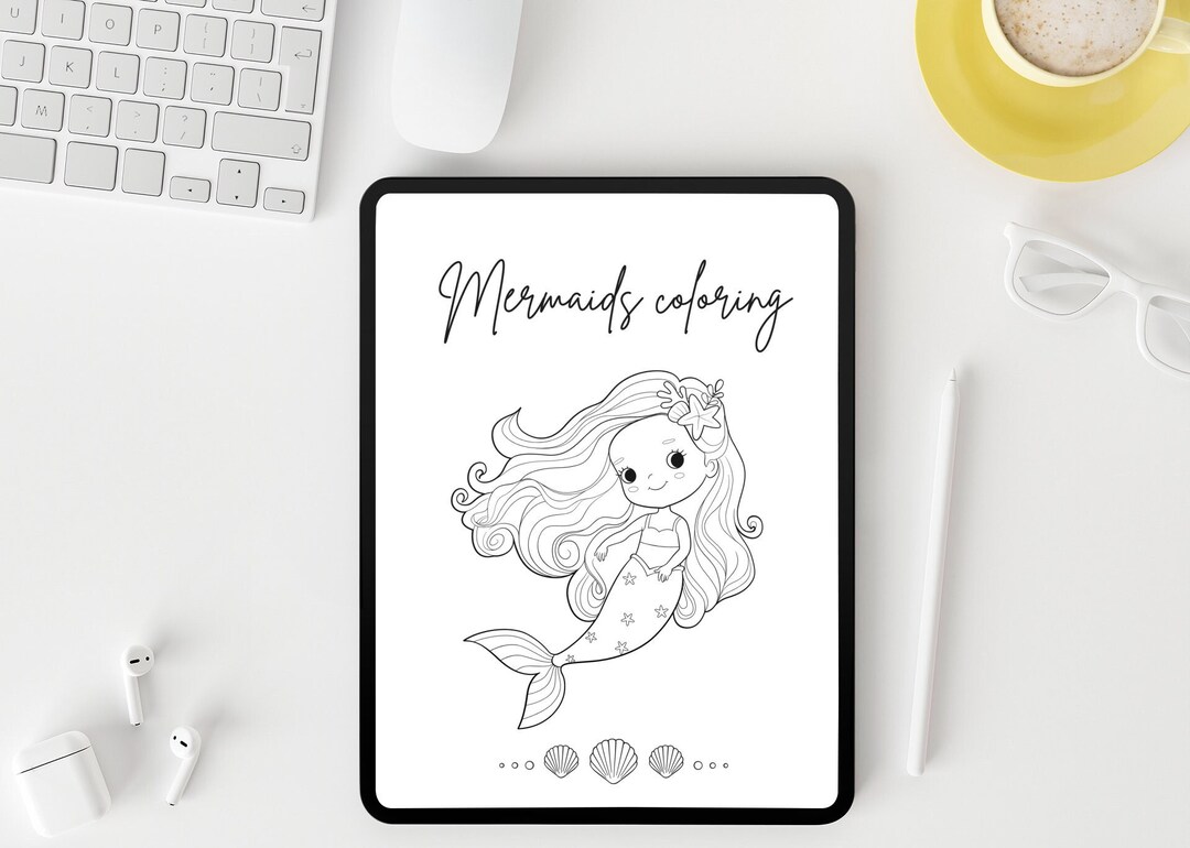 Mermaid Coloring Printable Coloring Pages for Kids for Daughter Summer ...