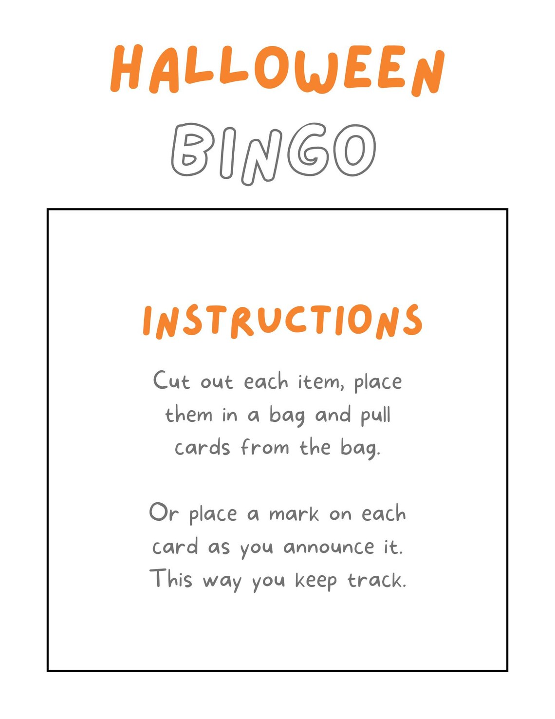 Halloween Bingo for Kids Printable Bingo Classroom Bingo Cute Halloween ...