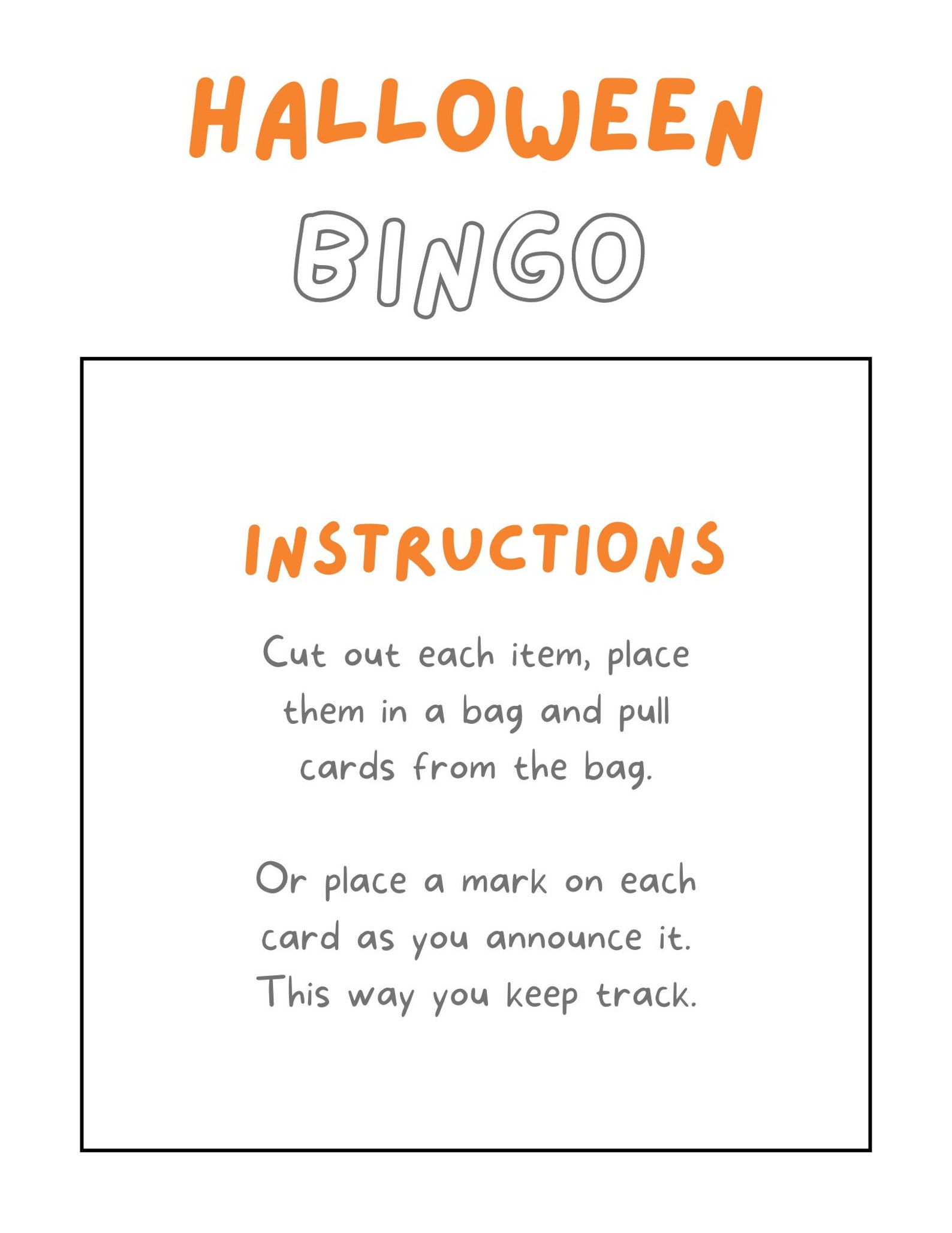 Halloween Bingo for Kids Printable Bingo Classroom Bingo Cute Halloween ...
