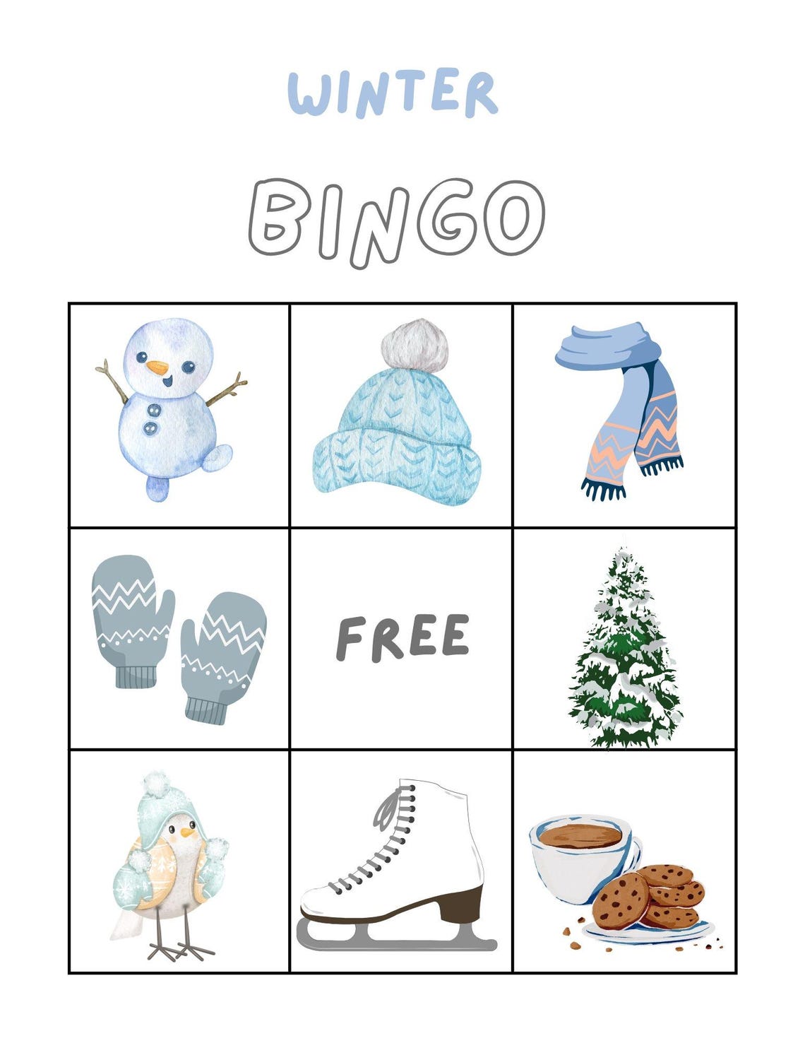 Winter Bingo Game for Kids Printable Bingo for Kids Classroom Bingo ...