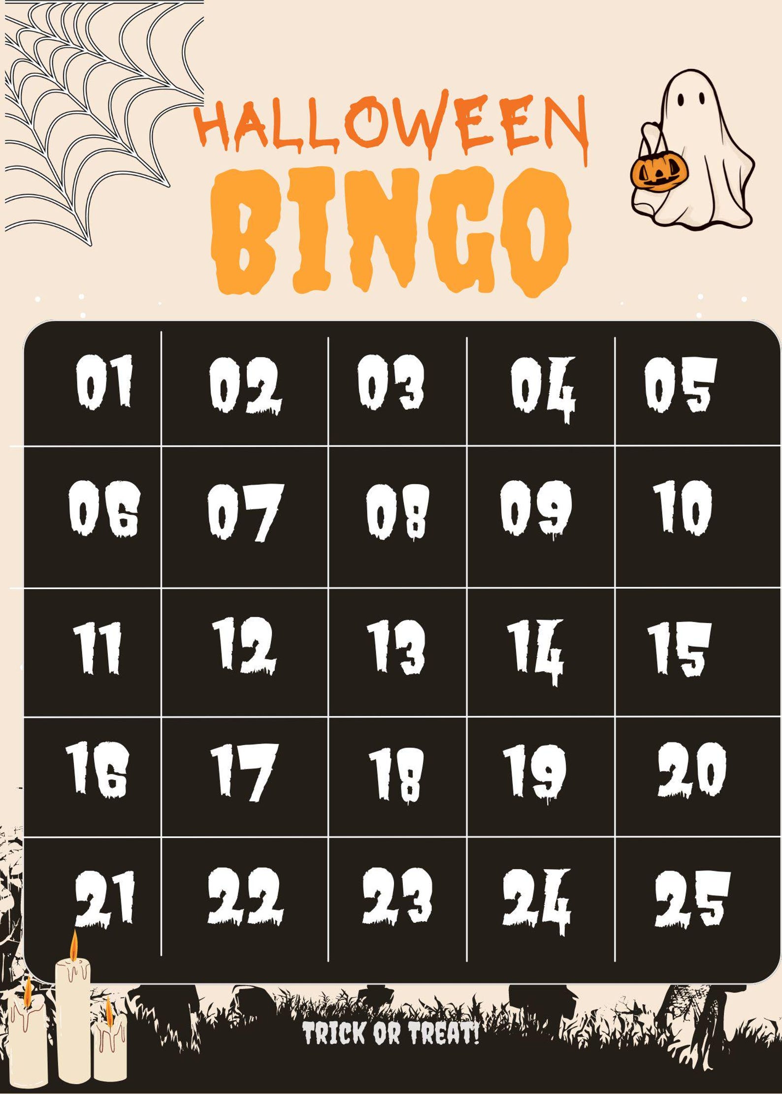 Halloween Bingo Game for Halloween Party Bingo for Adults for Kids for ...