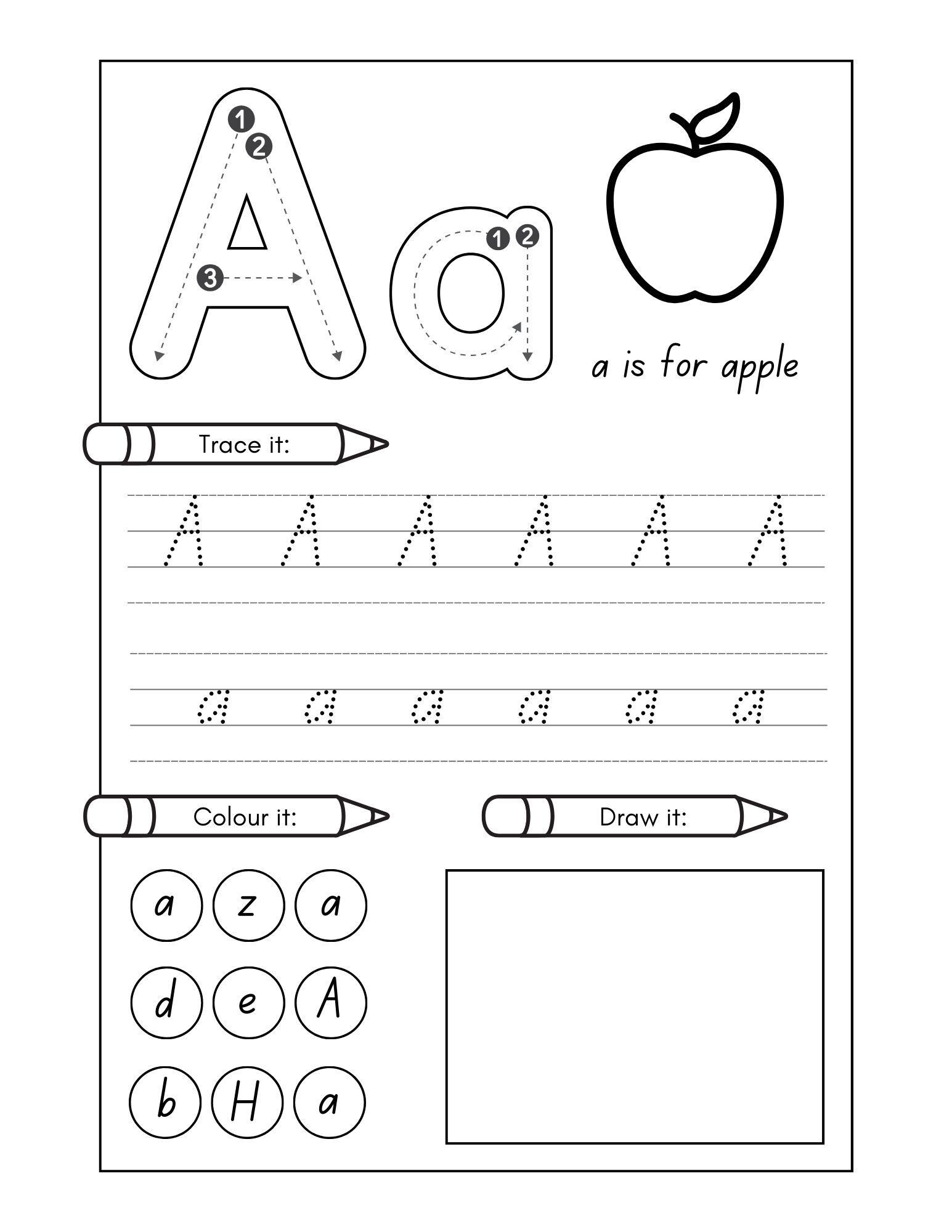 Alphabet A-Z Practices Pages for Kids Preschool Worksheet Activities ...