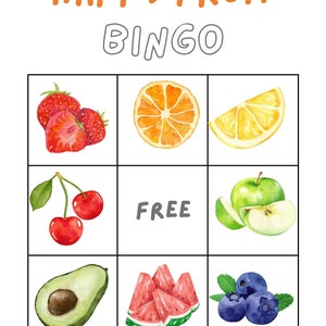 Fruit Bingo for Kids, Summer Activities Homeschool Learner Games for ...