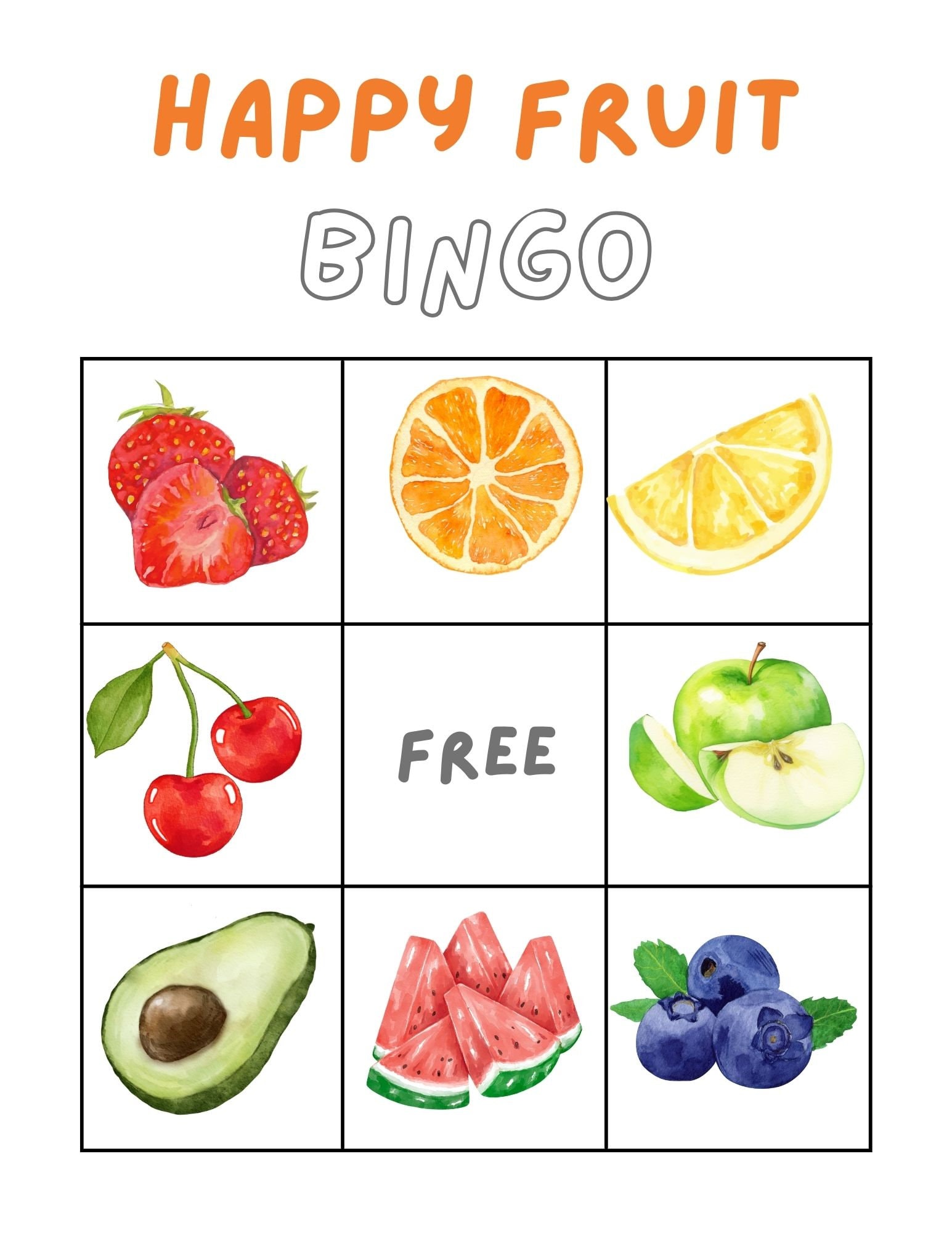 Fruit Bingo for Kids, Summer Activities Homeschool Learner Games for ...