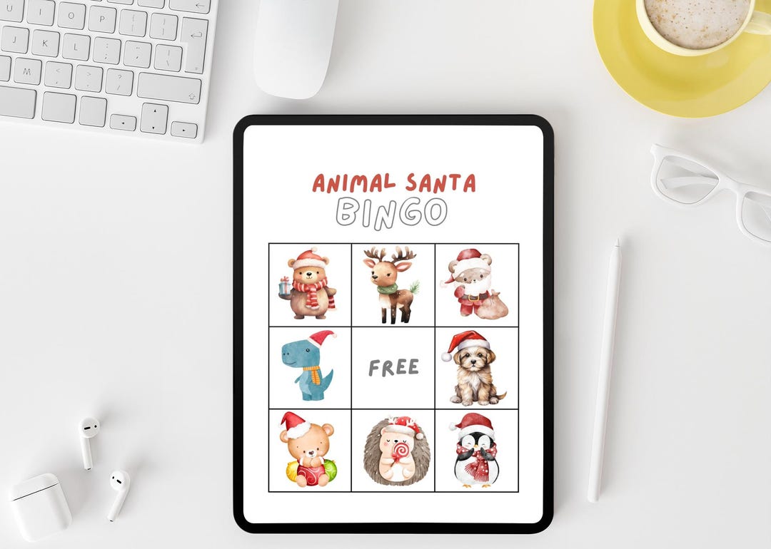 Animal Santa Christmas Bingo for Kids Christmas Party Game for Kids ...