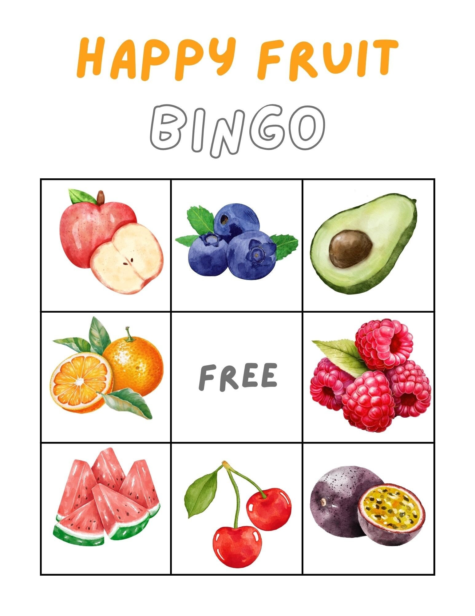Fruit Bingo for Kids, Summer Activities Homeschool Learner Games for ...