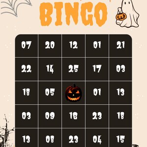Halloween Bingo Game for Halloween Party Bingo for Adults for Kids for ...