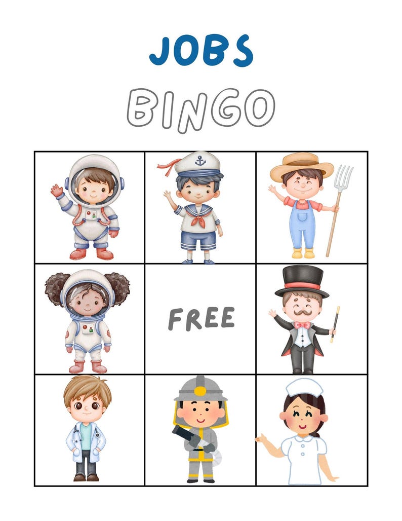 Jobs Bingo Game for Kids Bingo Card Printable Bingo Classroom ...