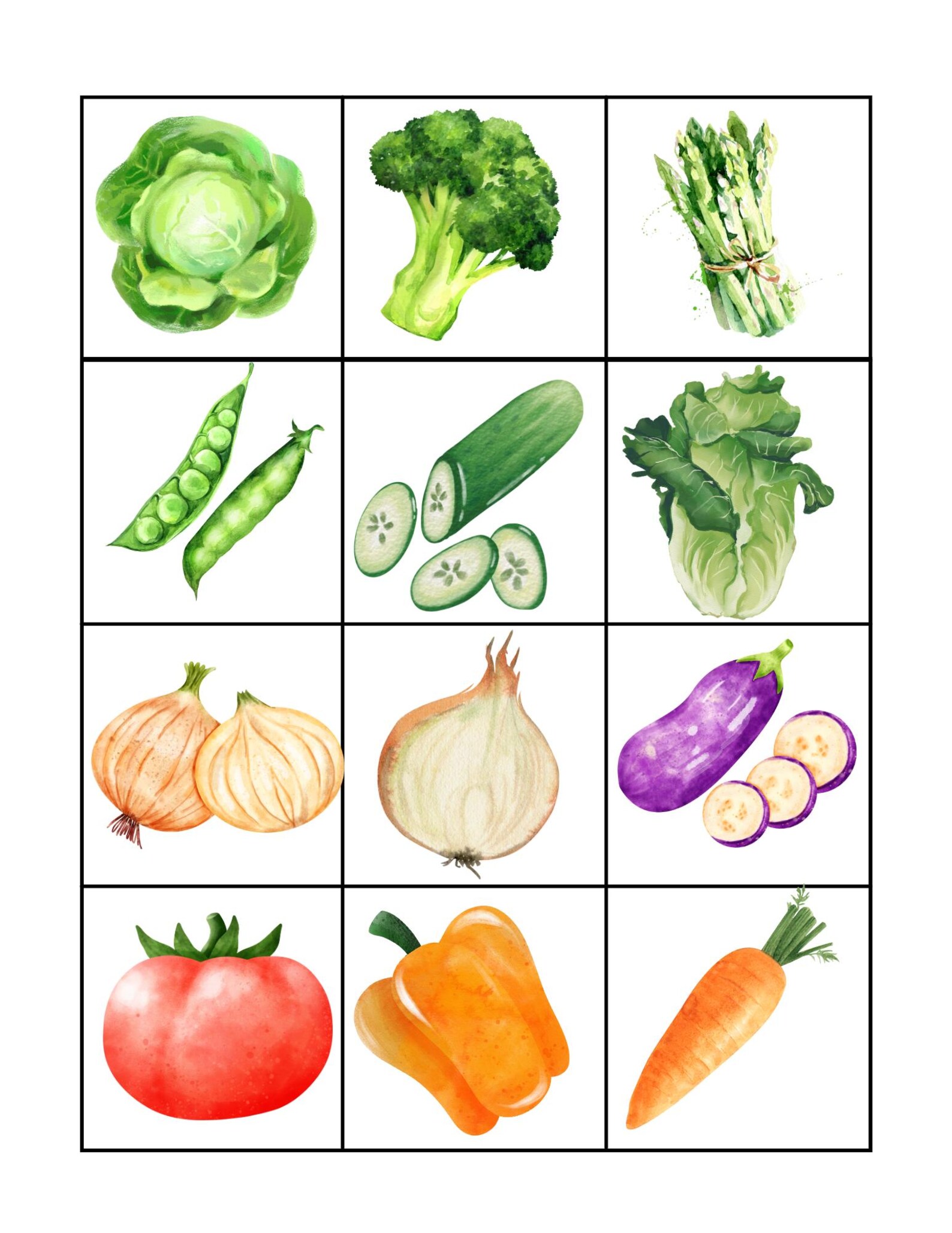 Vegetable Bingo for Kids Classroom Bingo Activities for Kids Toddlers ...