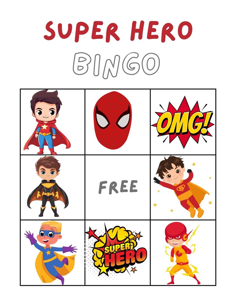 Super Hero Bingo for Kids Printable Bingo Classroom Bingo for Kids ...