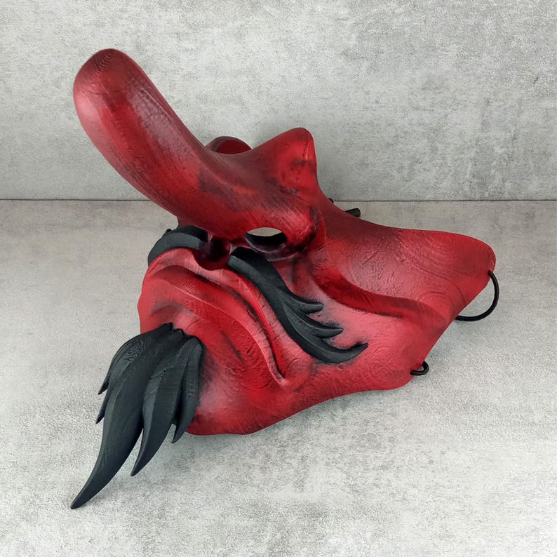 Red Tengu Mask , Traditional Japanese Mask, Wearable Mask, Kabuki Demon ...