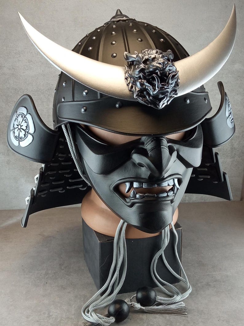 Samurai Kabuto Helmet With a Mask :japanese Warrior Armor-crescent Moon ...