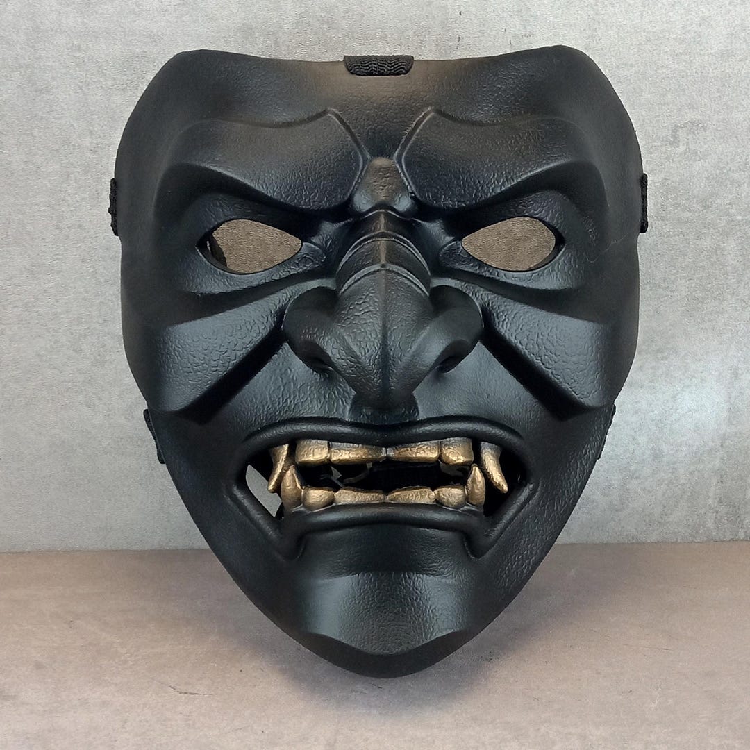 Samurai Combat Mask, Black Mask of Samurai Somen, Traditional Japanese ...