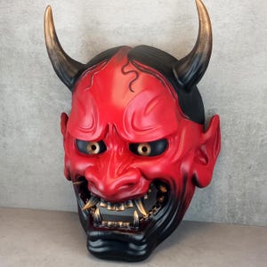 Red and Black Mask,traditional Japanese Hannya Mask, Samurai Mask ...