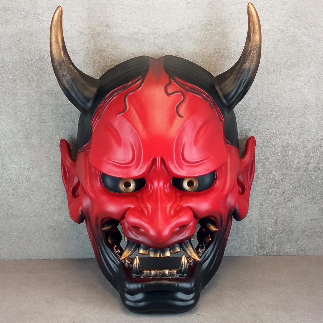 Red and Black Mask,traditional Japanese Hannya Mask, Samurai Mask ...