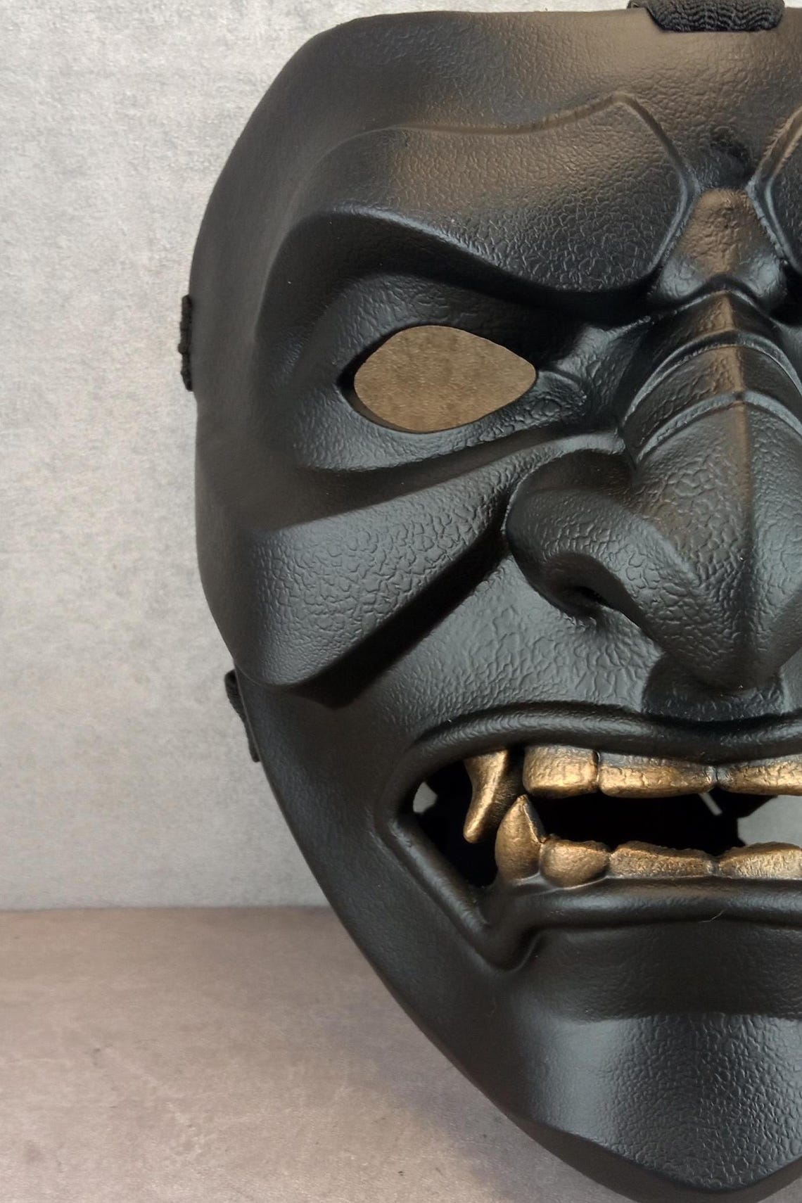 Samurai Somen Mask, Black Kabuki Demon, Wearable Armor, Wall Decor - Etsy