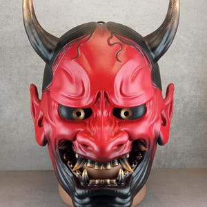 Red and Black Mask,traditional Japanese Hannya Mask, Samurai Mask ...