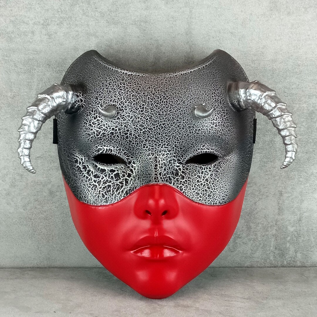 Geisha Mask, Female Mask , With Horns, Witch Mask, Japanese Female Mask ...