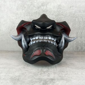 Black With Red Cracks Samurai Mask, Traditional Japanese Hannya Mask ...