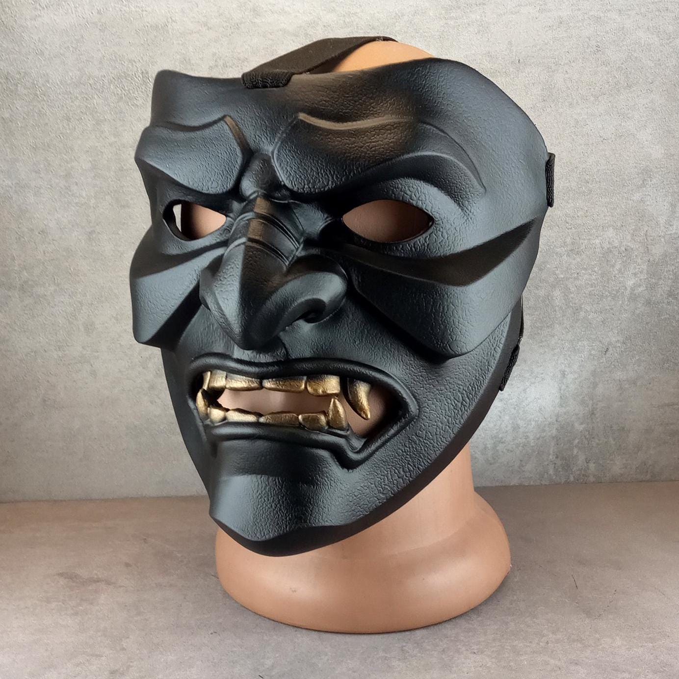Samurai Somen Mask, Black Kabuki Demon, Wearable Armor, Wall Decor - Etsy