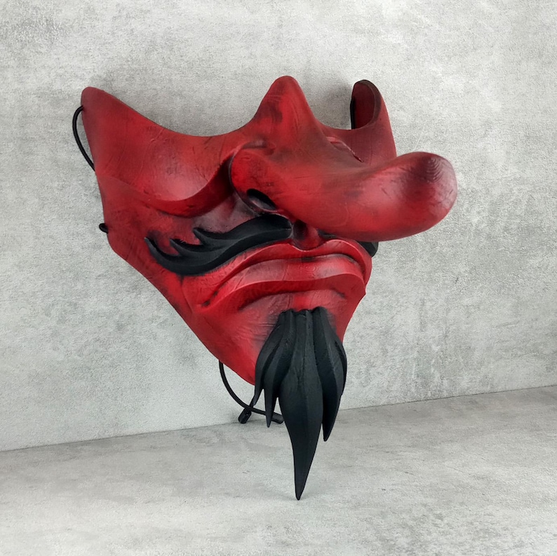 Red Tengu Mask , Traditional Japanese Mask, Wearable Mask, Kabuki Demon ...