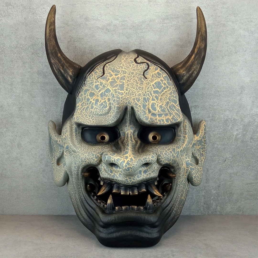 Mask Gray Cracks,traditional Japanese Hannya Mask, Samurai Mask ...