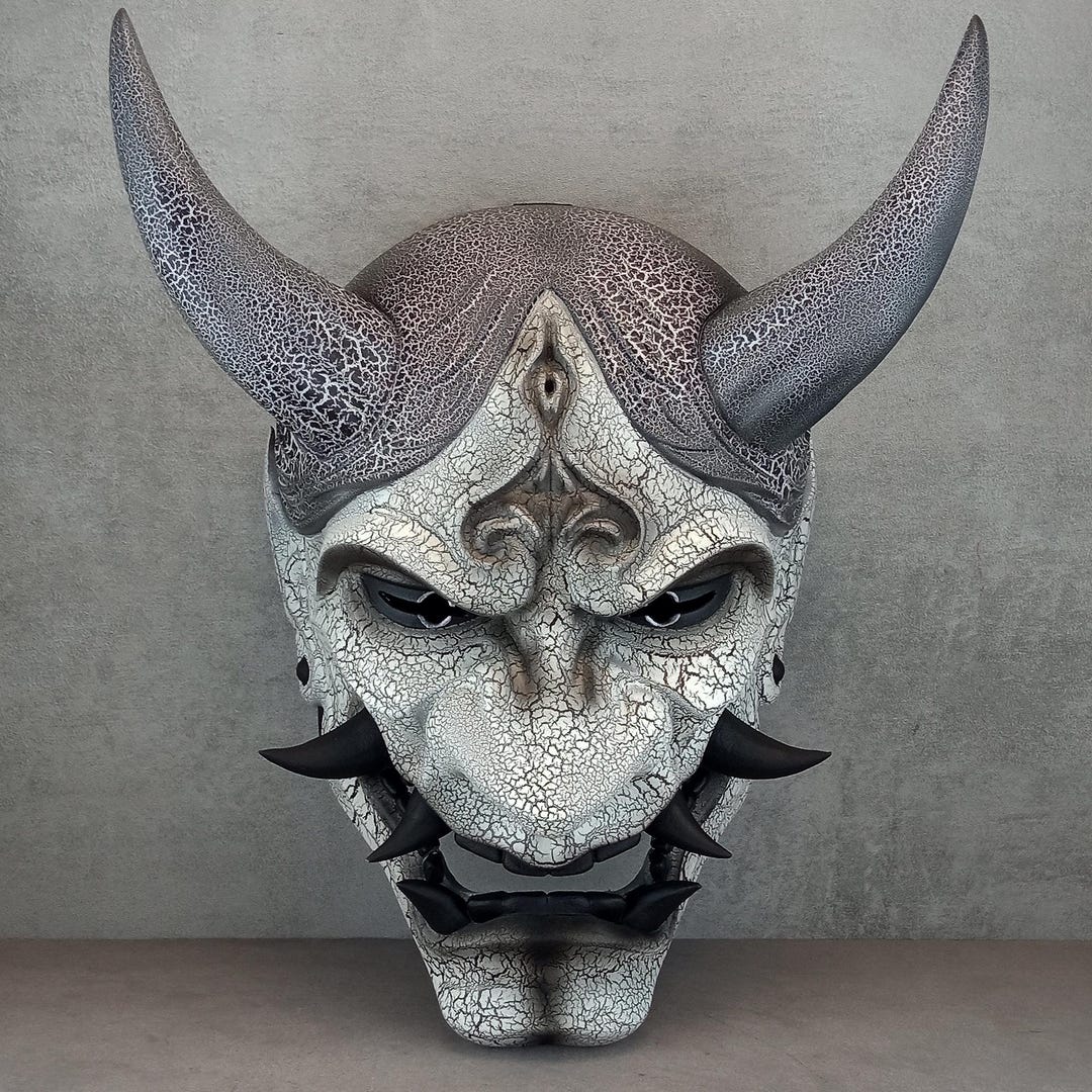 Frost Demon, Mask With Black and White Cracks,traditional Japanese ...