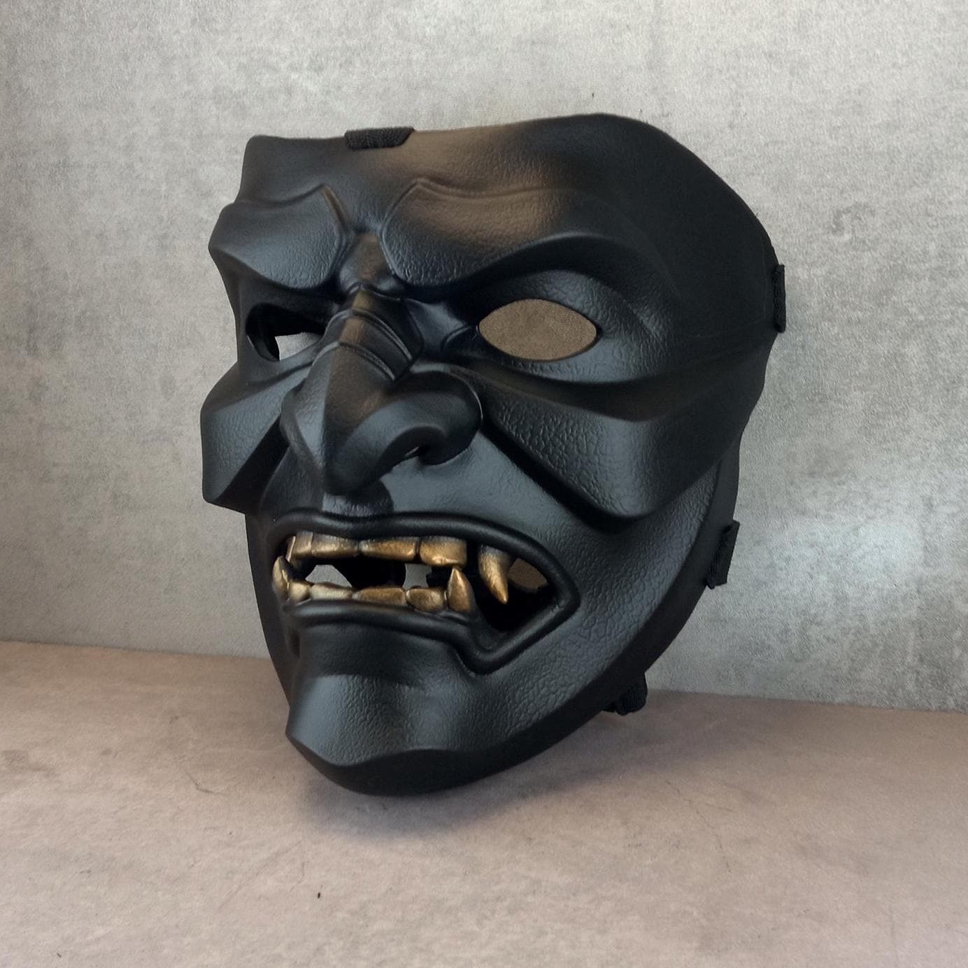 Samurai Somen Mask, Black Kabuki Demon, Wearable Armor, Wall Decor - Etsy