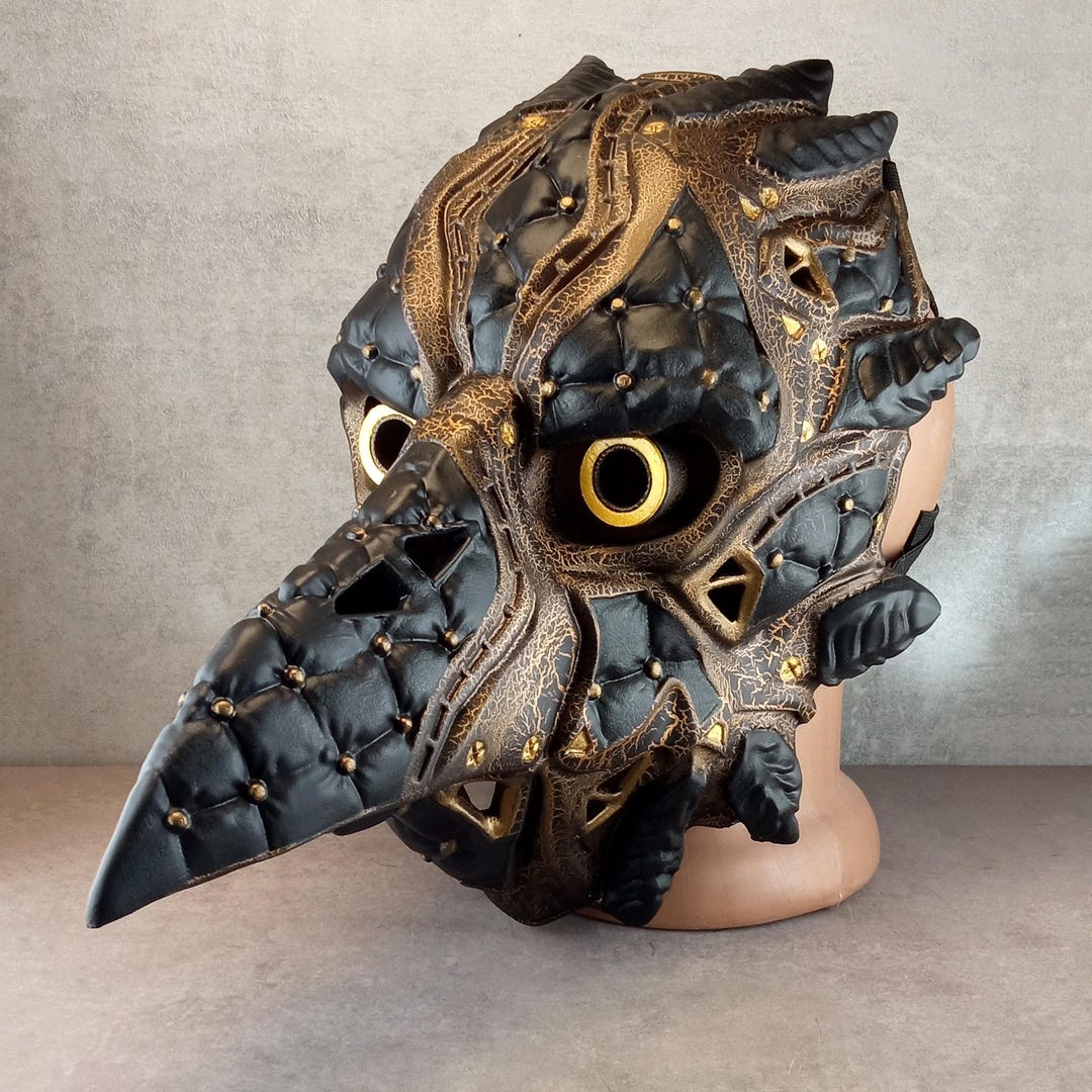 Cyberpunk Raven Mask: 3D Printed Plague Doctor Style, Black & Gold - Etsy
