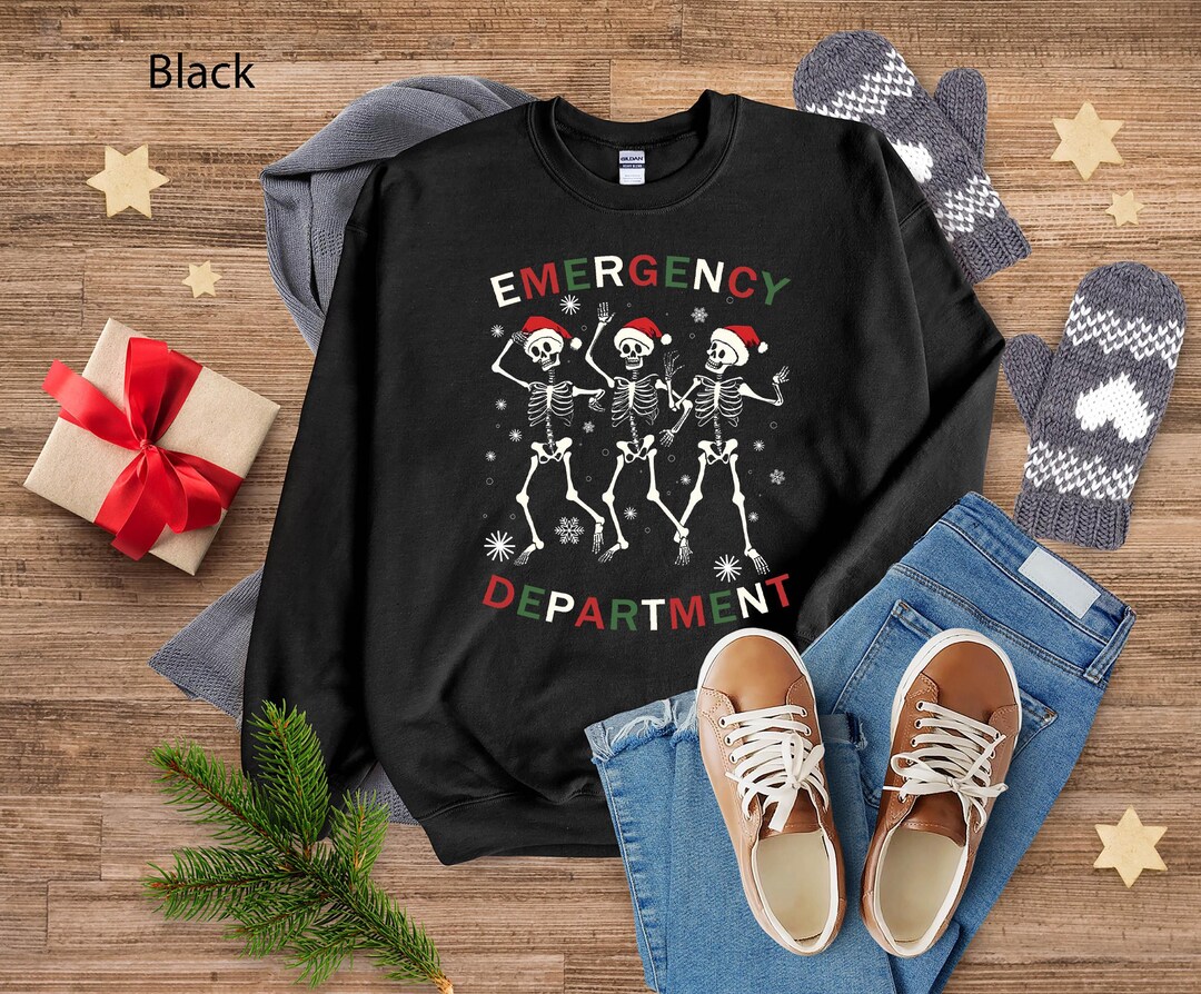 Emergency Room Christmas Skeletons Sweatshirt holiday Medical T-shirt ...