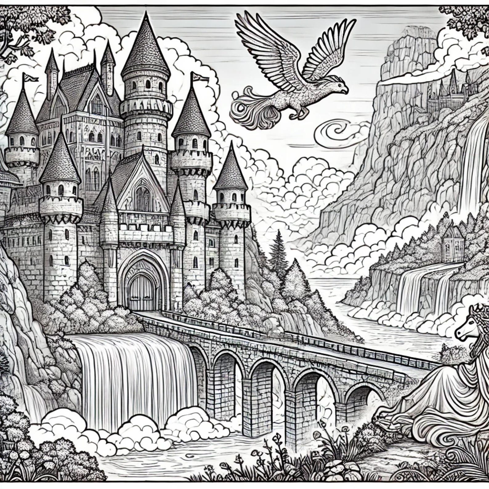 Mystical Castles Coloring Pages: Enchanted Medieval Fantasy Art - Etsy