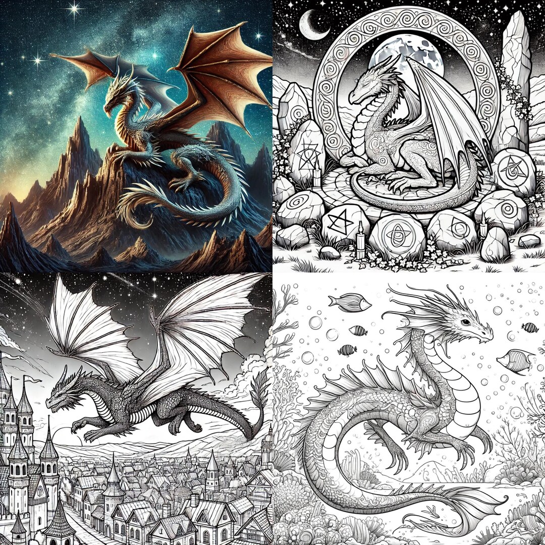 Majestic Dragons Coloring Book – Intricate Fantasy Dragon Designs for ...
