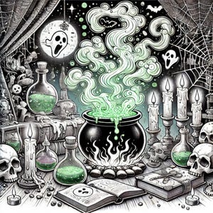 Spooky Halloween Coloring Book: 60 Eerie Pages (PDF Pattern) - Etsy